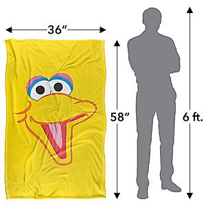 Sesame Street Big Bird Head Officially Licensed Silky Touch Super Soft Throw Blanket 36" x 58"