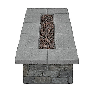 Lakeview Baywood 66-Inch Rectangle Natural Gas Fire Table - Gray (Ships as Propane w/Conversion Kit) - SC-C11813NG-GRY