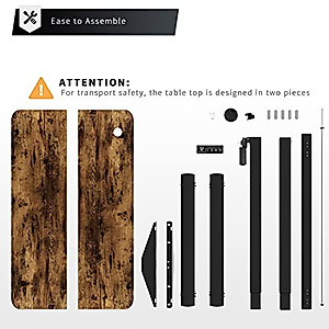 YESHOMY Height Adjustable Electric Standing Desk 55 inch Computer Table, Home Office Workstation, 55in, Black Leg/Rustic Brown Top