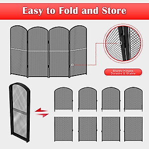 OYEAL Fireplace Screen Stand Black 4 Panel Fireplace Cover Metal Fire Spark Guard Cover Foldable Decorative Fireplace Screen for Home Indoor Fireplace, Black (47.8" W x 31" H)