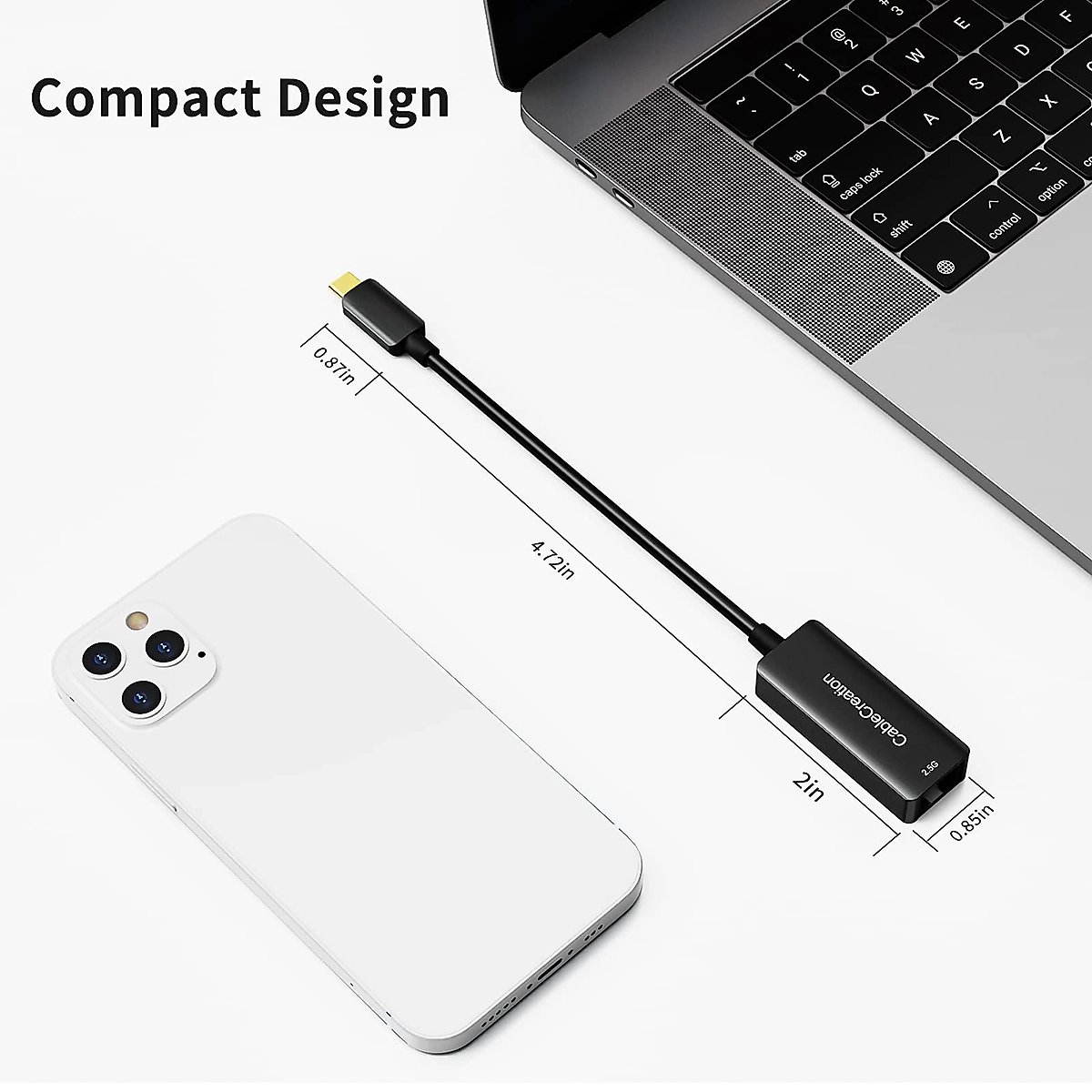 CableCreation USB C to 2.5G Ethernet Adapter, USB C 3.1 to RJ45 2.5 Gigabit LAN Thunderbolt 3, Compatible with MacBook Pro MacBook Air iPad Pro Surface Pro 7 Dell XP15 13 Chromebook Windows Mac OS