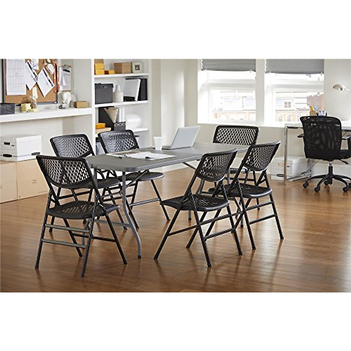 COSCO 6 ft. Fold-in-Half Banquet Table w/Handle, Gray