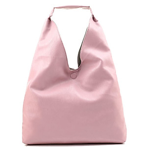 Reversible Large Oversized Vegan Leather Lightweight Simple Tote Handbag Purse (zBlack/Grey)