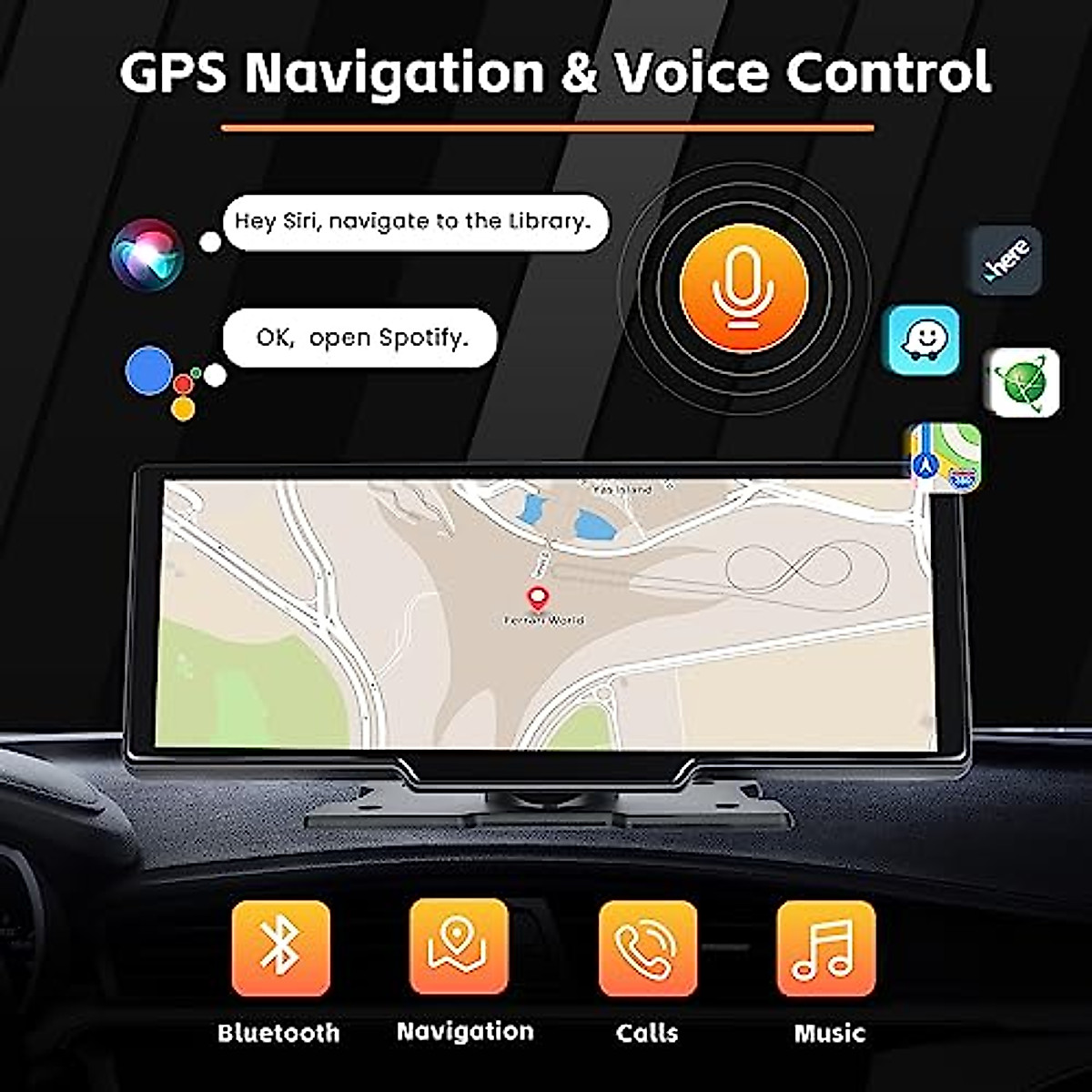 Hikity Portable Wireless Apple Carplay Car Stereo with Dash Cam - 9.3 Inch IPS Touchscreen, Wireless Android Auto, Loop Recording, Backup Camera, Bluetooth Car Audio Receivers