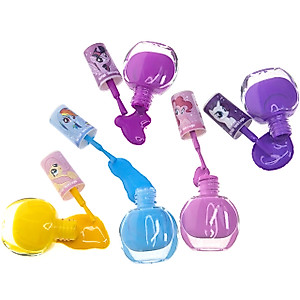 Townley Girl My Little Pony 10 Pcs Sparkly Cosmetic Beauty Makeup Set for Kids Girls Teen with 5 Pcs Lip Gloss, 5 Pcs Nail Polish & Nail Stickers Perfect for Parties, Sleepovers and Makeovers Age 3+