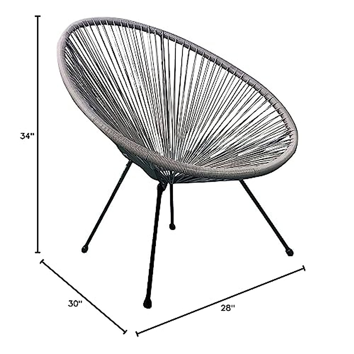 Kingmys Acapulco Woven Lounge Chair for Indoor and Outdoor Use (1PC Gray)