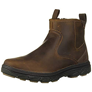 Skechers Mens Resment-korver Chelsea Side Zip Hiking Boot, Dark Brown, 6.5 Extra Wide US