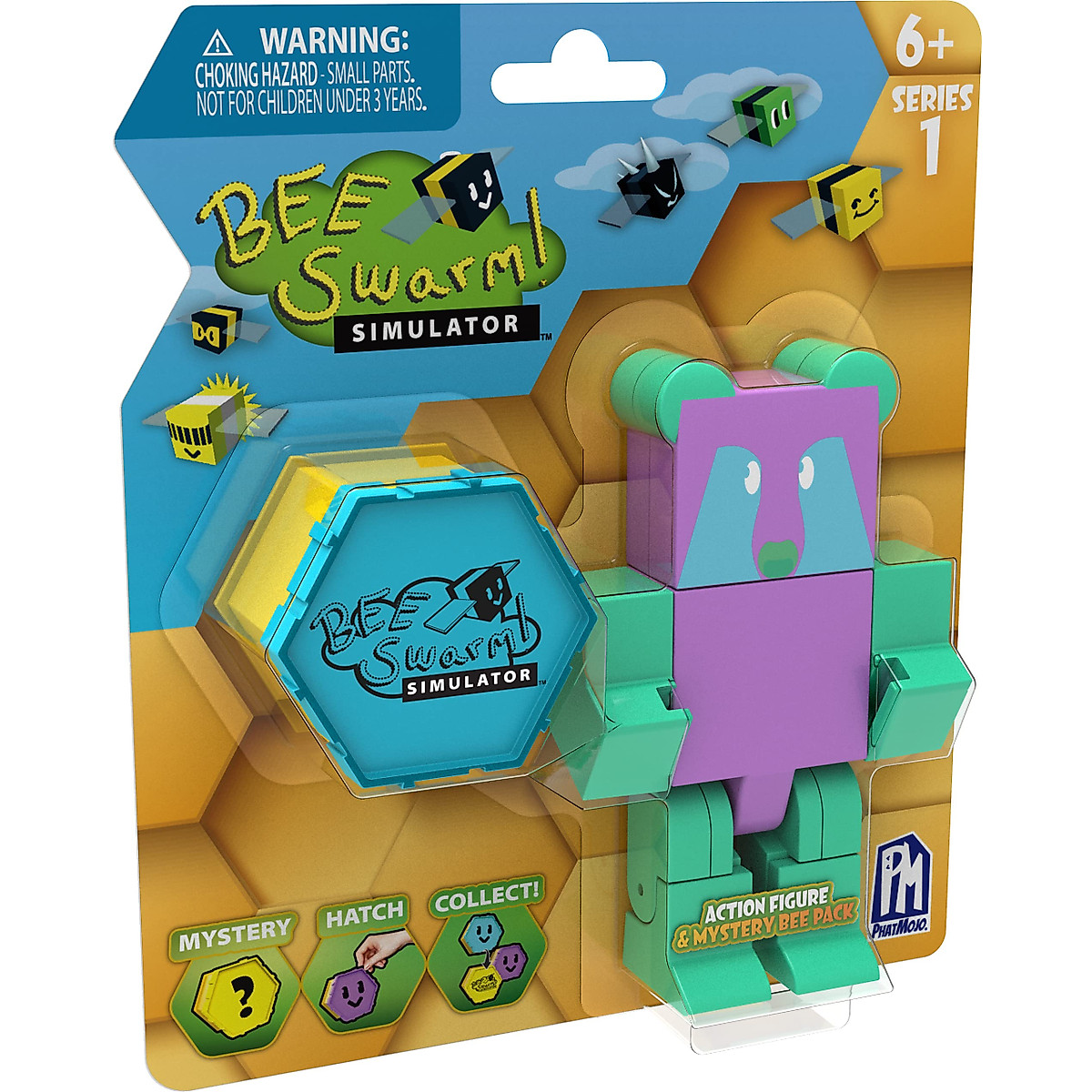 Bee Swarm Simulator – Gummy Bear Action Figure Pack w/Mystery Bee & Honeycomb Case (5” Articulated Figures & Bonus Items, Series 1)