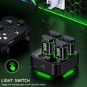 Rechargeable Xbox One Controller Battery Pack Charger with 4 x 3600mWh High Capacity for Xbox Series X Battery, Xbox One Charging Accessories for Xbox One Series X/S/Xbox One/X/S/Elite Controllers