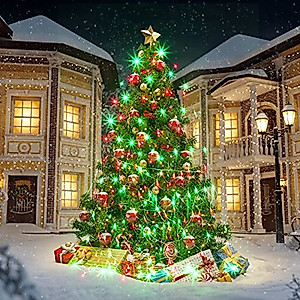 Tuanse 2 Pcs Christmas Net Lights 9.8 x 6.6 Ft 200 LED Bush Lights Outdoor Decorations Curtain Window 8 Modes String Mesh Lights for Garden Holiday Yard Party Decor (Red and Green)