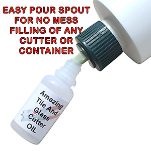 Glass Cutting Oil 8oz Bottle New Oil Fill Kit for All Tools Using Glass Cutter Oil Use for Cutting Thick Glass or Mirrors and Stained Glass, Small Bottle, Spout, Mini Funnel for All Filling Options.