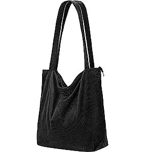 Women Corduroy Tote Bag With Zipper, Large Shoulder Hobo Bags Casual Cute Handbags Big Capacity Travel Shopping Work Bag Aesthetic With Pocket