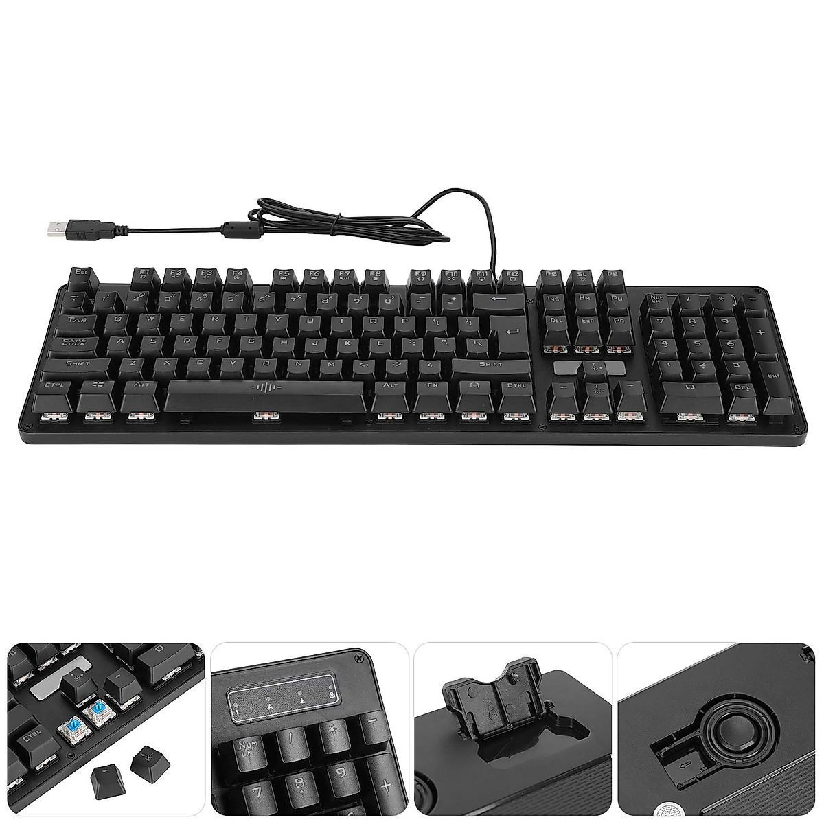 Keyboard, Backlight Illuminated Plug and Play Gaming Keyboard, Desktop USB 104 Keys for Computer Laptop(Black (104 Key Green Shaft))
