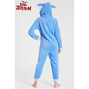 Disney Onesies for Women, Fluffy Stitch Onesie Pyjamas, Stitch Gifts (Blue Stitch, L)
