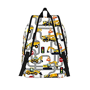 UMTRTLL Truck Car Canvas Backpack Cute Casual Backpacks Construction Pattern Bookbag Daypack Sports Travel Bag For Toddler Teen Boys Girls Men Gifts (Small)