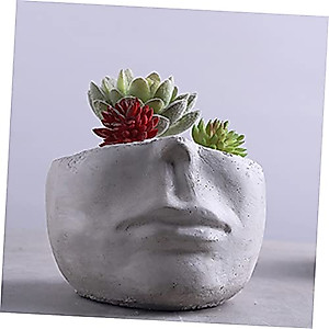 DIKACA Container Succulents Tabletop Desktop Plant Head Vase Houseplants Annuals Face Decor Statue Bonsai Unique Ornament Creative Garden Planter Design Shaped Flower Sculpture Succulent