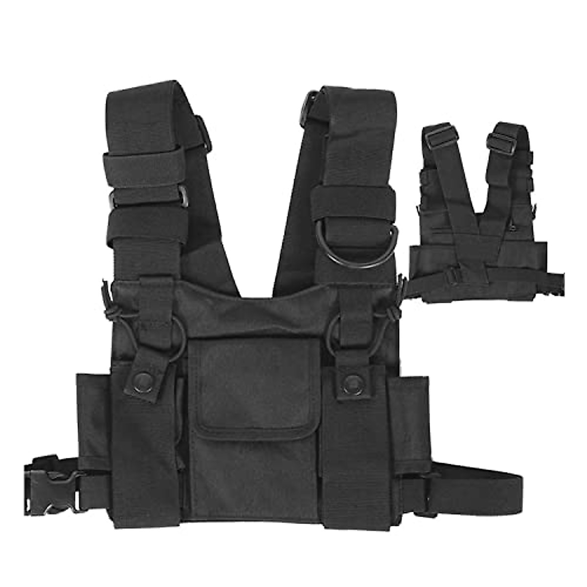 Clakllie Chest Bag Radio Chest Harness Chest Front Pack Pouch Holster Vest Rig Two Way Radio Walkie Talkie Chest Pack,Black