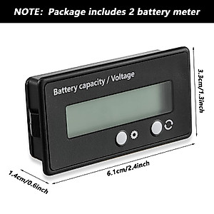Frienda 2 Pieces DC 12V 24V 36V 48V 72V Battery Meter with Alarm, Front Setting and Switch Key, Battery Capacity Voltage Indicator Gauge, Monitors Lead-Acid and Lithium ion(White)