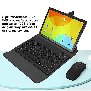 Dpofirs 10.1 Inch Tablet Android 11 Tablet, Octa Core Tablet PC with BT Keybaord, 12GB RAM 256GB ROM, 4G LTE Tablet with BT Keyboard for Business Office Students, Gifts (Grey)