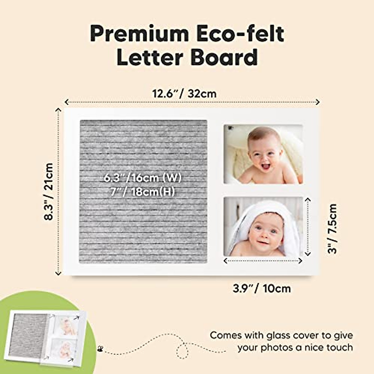 Baby Picture Frame, Ultrasound Picture Frames with Felt Letterboard - Baby Photo Frame, Sonogram Picture Frame,Baby Keepsake, Sonogram Picture Frame, Baby Photo Frame, Baby Shower Gifts (Alpine White)