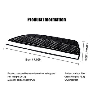 Bigens 2PCS Universal Car Rear View Mirror Rain Cover Sun Visor Eyebrow Carbon Fiber Side View Mirror Rain Guard Auto