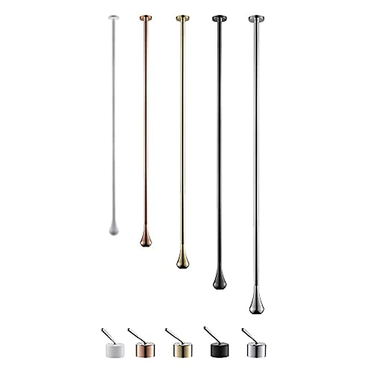 Bathroom Bathtub Hang Ceiling Faucet Solid Brass Ceiling Basin Faucet Wall Mounted Tub Mixer Tap Spout Ceiling Water Drop Taps (Rose Gold-A)