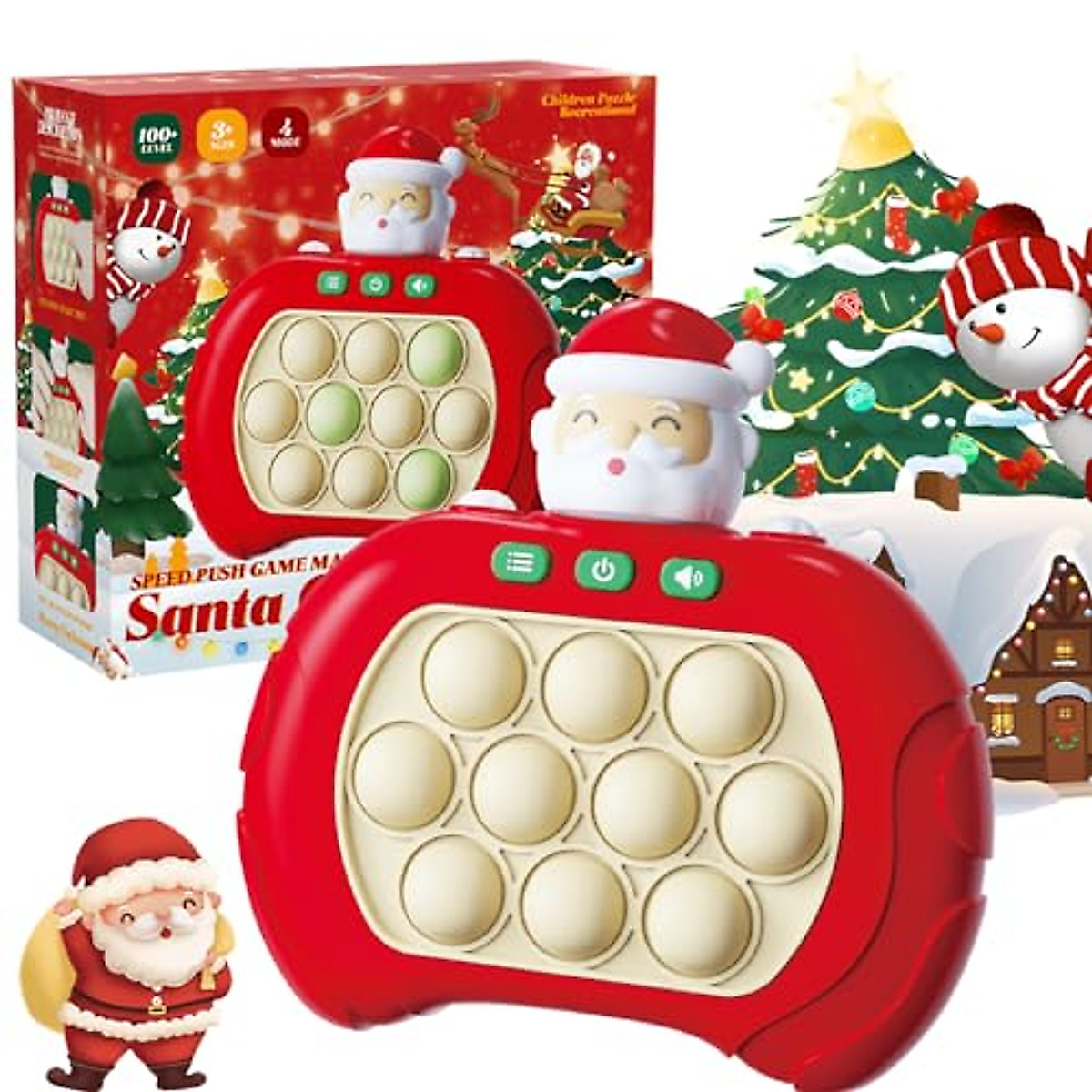 Christmas Santa Claus Pop Fidget Game Toys,Quick Push Pattern Electric Poping Bubble Squeeze Sensory Fidget Toys, Handheld Console Game Machine,Mini Games Sensory Toys for Xmas Birthday Gifts