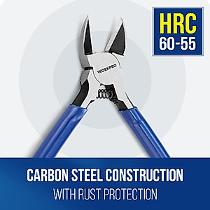 WORKPRO 2 Pack Wire Cutters, 6 Inch Precision Flush Cutters, Spring Loaded Side Cutting Pliers, Sharp Diagonal Cutters for Crafts, Jewelry Making, Electronics