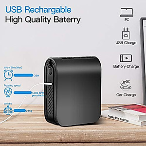 Portable Waist Clip Fan with 23H Working Time, 6000RPM Strong Airflow, 3 Speeds, Rechargeable Battery Operated Personal Fan, Hands-free USB Belt Fan for Clothes Shirt Farm Work Hiking