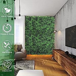 Dprodo 12PCS Artificial Boxwood Hedge Panels 20" x 20" Topiary Hedge Plant UV Protection Indoor Outdoor Privacy Screen for Home Party Decor Greenery Walls Garden Fence Backyard