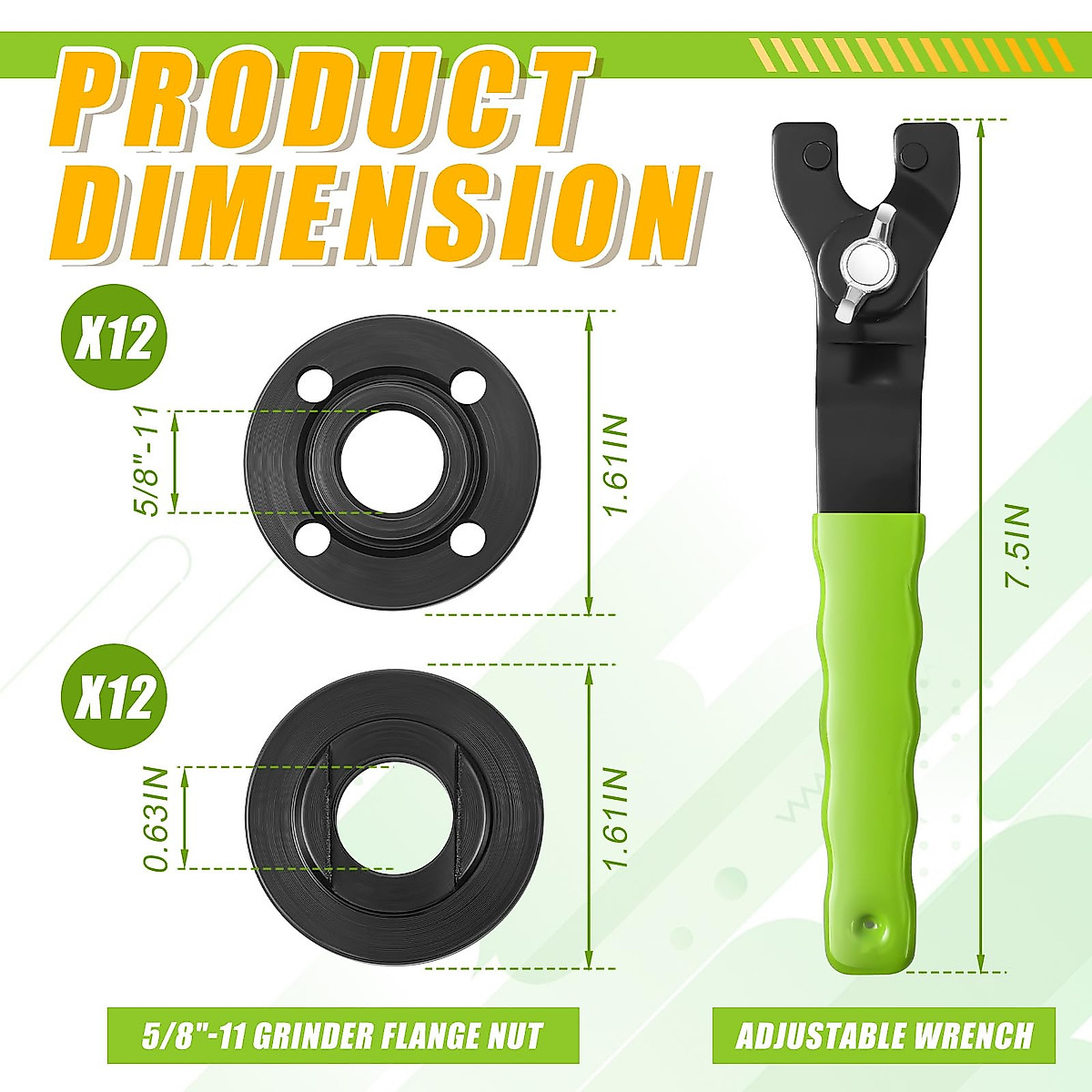 Hicarer 25 Pcs Angle Grinder Nut Angle Grinder Wrench Kit 5/8"-11 Flange Metal Lock Nut Wrench Compatible with Dewalt Makita Bosch Hitachi Metabo