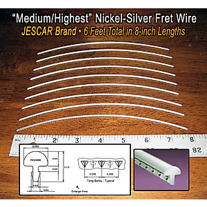 C. B. Gitty Guitar Fret Wire - Premium Nickel-Silver Medium/Highest Gauge - Six Feet
