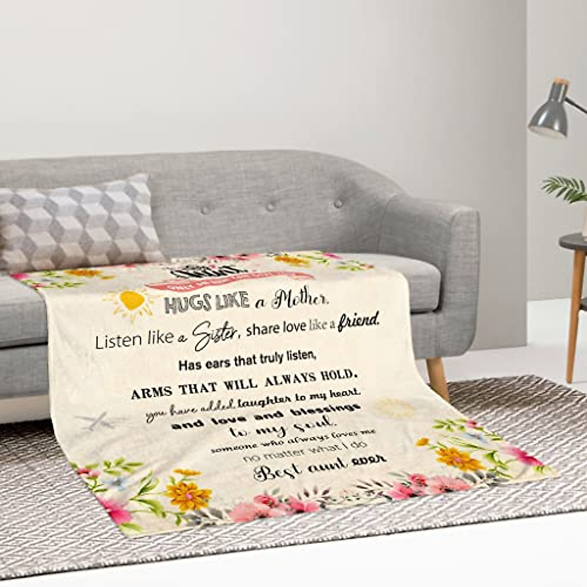 Tsefiwo Mothers Day Aunt Gifts Throw Blanket - Aunt Gifts from Niece - Birthday Gifts for Aunt - Best Aunt Ever Gifts - Gifts for Aunts from Niece - Auntie Gifts 60x50 Inch