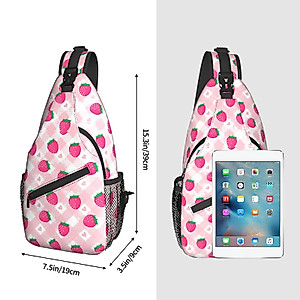 ASYG Strawberry Sling Bag Cute Crossbody Chest Daypack Casual Backpack Women Shoulder Bag For Travel Picnic