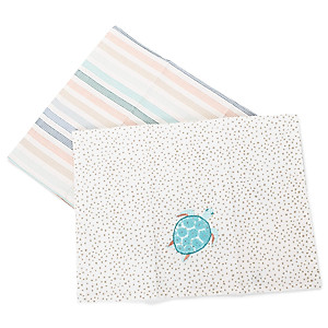 DII Pastel Striped Teal Sea Turtle 28 x 18 Cotton Decorative Hanging Dishtowel Set 2