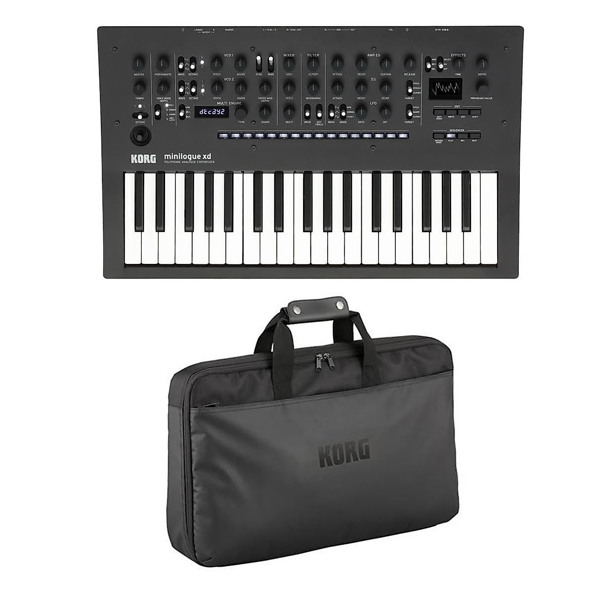 Korg minilogue xd Polyphonic Analog Synthesizer with Prologue MULTI Engine, Expanded Sequencer, 3X Multi-Effects, X/Y Joystick and CV INs - With Korg Custom Case