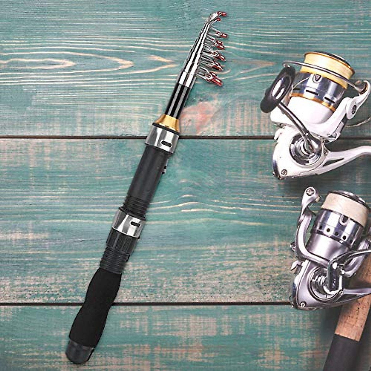 OUKENS Fishing Rods and Accessories Fishing Rod, Small Sea Pole Portable Short Pole Ice Fishing Rod Mini Sea Fishing