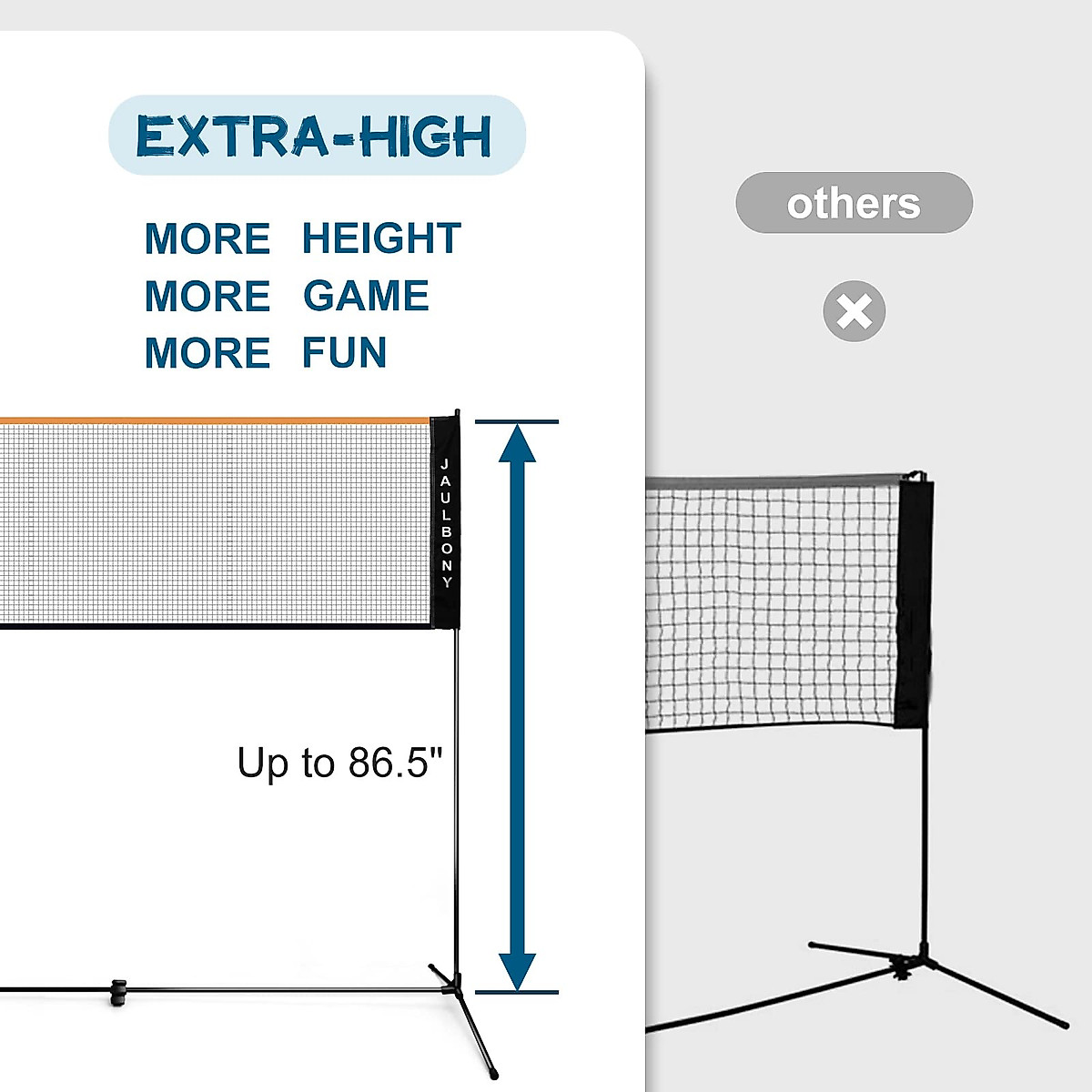 Jaulbony Pickleball Net Volleyball Net Outdoor Height Adjustable 17ft x 7ft Tall Badminton Net Backyard Game Tennis Portable for Junior Kid Soccer Pool Sports High Scool