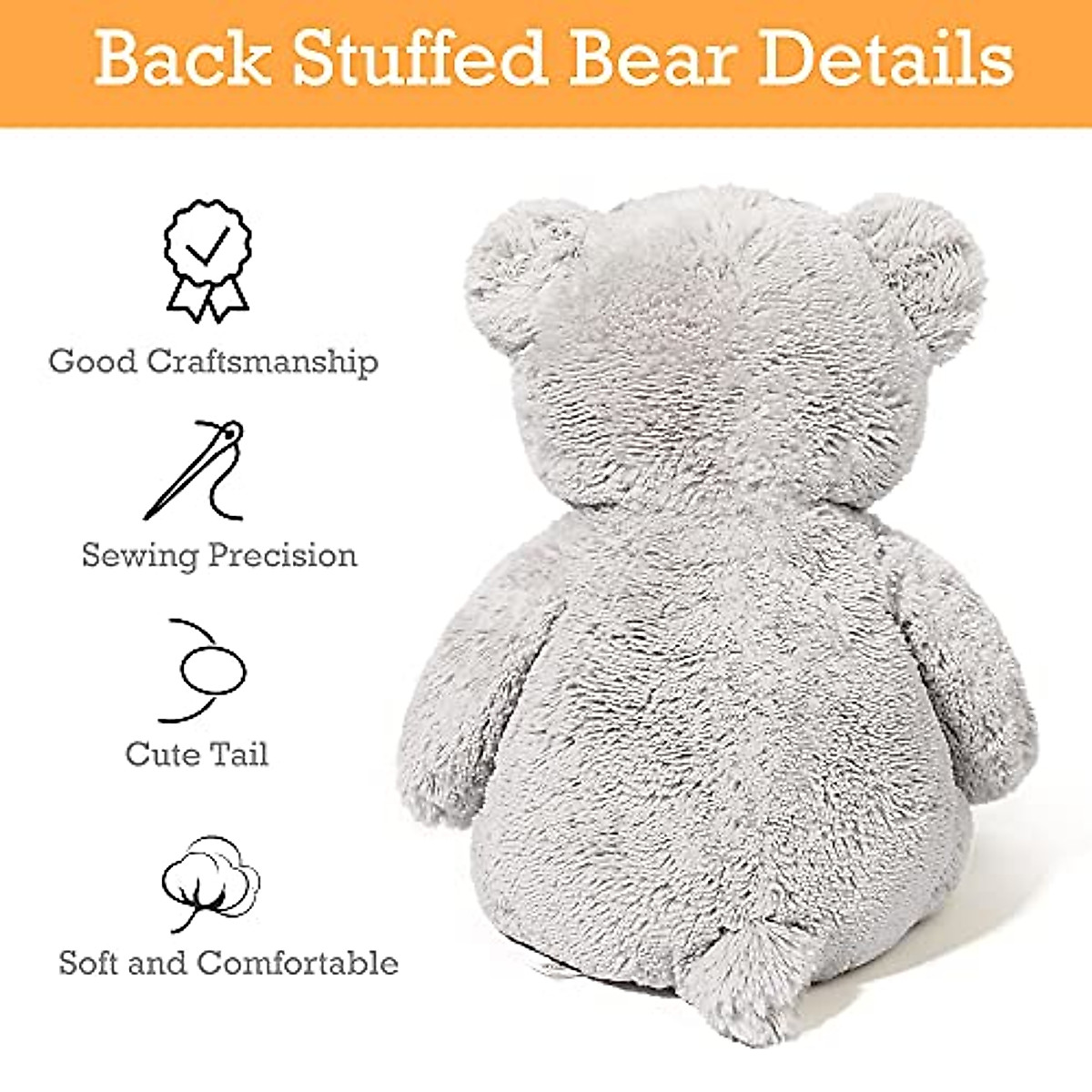 LotFancy Teddy Bear Stuffed Animal, 20 inch Gray Stuffed Bear Plush Toy, with Cute Footprints, Gift for Kids Baby Toddlers on Baby Shower, Birthday, Christmas, Valentine's Day, Easter Decoration