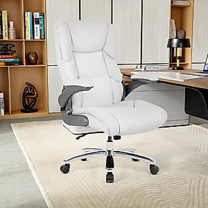 Ergonomic Office Chair, Big and Tall Office Chair with Built-in Lumbar Support & Flip-Up Armrests, High Back Height Adjustable Executive Leather Desk Chair Computer Chair, Rolling Swivel Task Chair