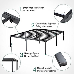IMUsee Heavy Duty Full Size Platform Bed Frame with 16.5" Large Under Bed Storage Space, Sturdy Metal Frame/ Mattress Foundation/ No Box Spring Needed/ Easy Assembly/Noise-Free