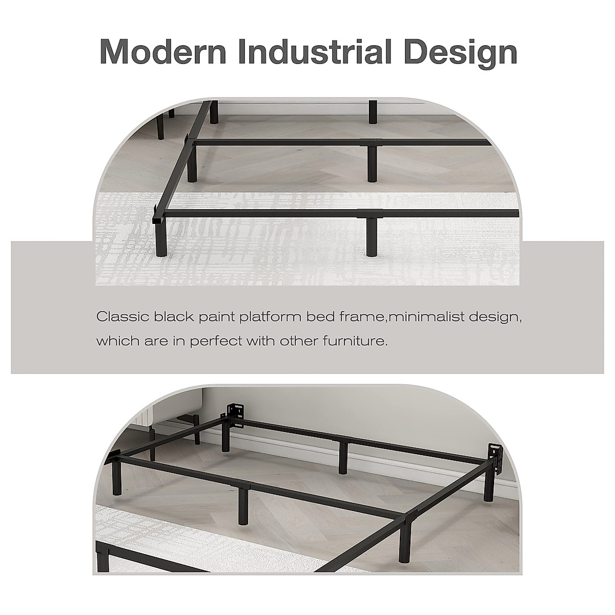 Nightell 7 Inch Metal Platform California King Bed Frame,Bed Base for Box Spring,Non-Slip,Easy Assembly,Heavy Duty Cal King Bed Frame Black