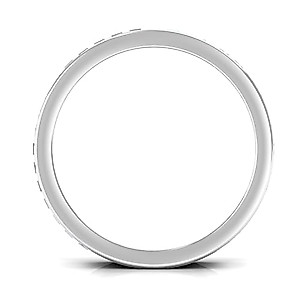 Certified Diamond Moissanite Half Eternity Band Ring, D Color VS1 Clarity - With Ready To Gift Jewelry Box, 14K White Gold, Size:US 10.00