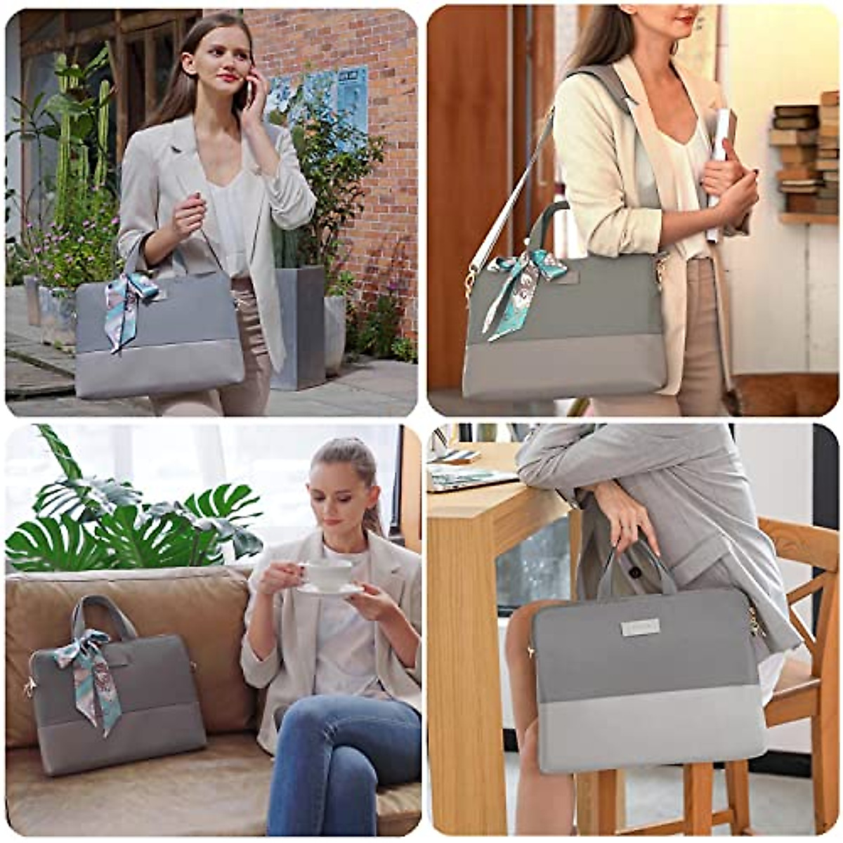 Laptop bag Women's 15.6-Inch Cross-body Business 16 Lightweight Simple Handheld Liner Case (Grey)