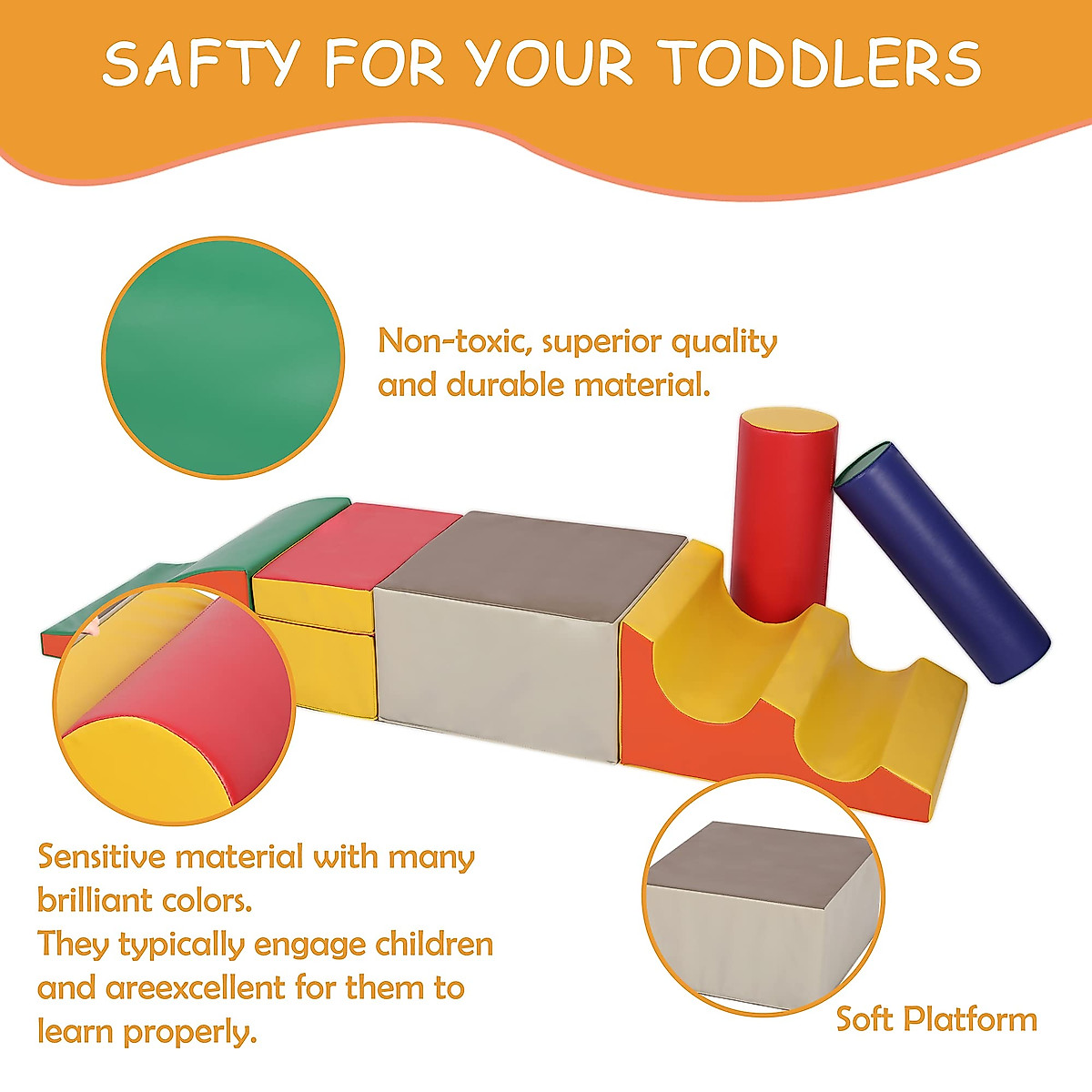 TOLEAD Toddler Foam Climbing Set Indoor - Kids Climb & Crawl Soft Activity Playset - Toddler Climber Gymnastics Equipment for Walking in Balance