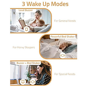 Mesqool Digital Alarm Clock with Bed Shaker & RGB LED Display - Loud for Heavy Sleepers, 7-Color Night Light & Dimmer, Easy Set for Kids, Teens, Elders & Hearing Impaired