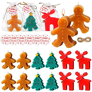 MTLEE 15 Set Christmas Candles Gift Xmas Candles for Home Gingerbread Man Shaped Candle Christmas Tree Elk Candle for Christmas Party Holiday New Year Decoration (Multicolor,Mixed Styles)