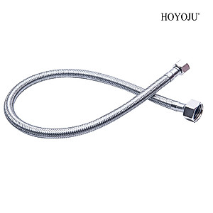 Braided Faucet Connector Supply Hose 1/2"-14NPSM Brass Nut X 3/8 Female Fitting Stainless Steel Lead-Free 24-Inch Long x 2 Pack