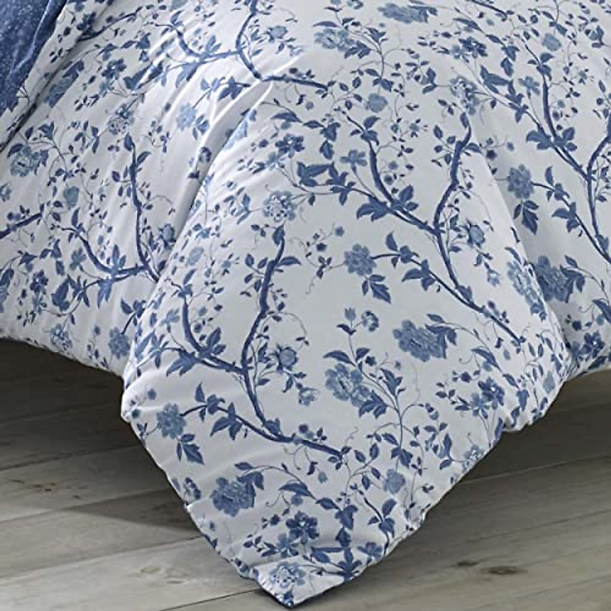 Laura Ashley Home Elise Duvet Cover Set, King, Medium Blue