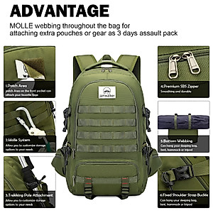 JANSBEN Hiking Camping Backpack 40L, Lightweight Rucksack Men Women Outdoor Sport Trekking Traveling Daypack